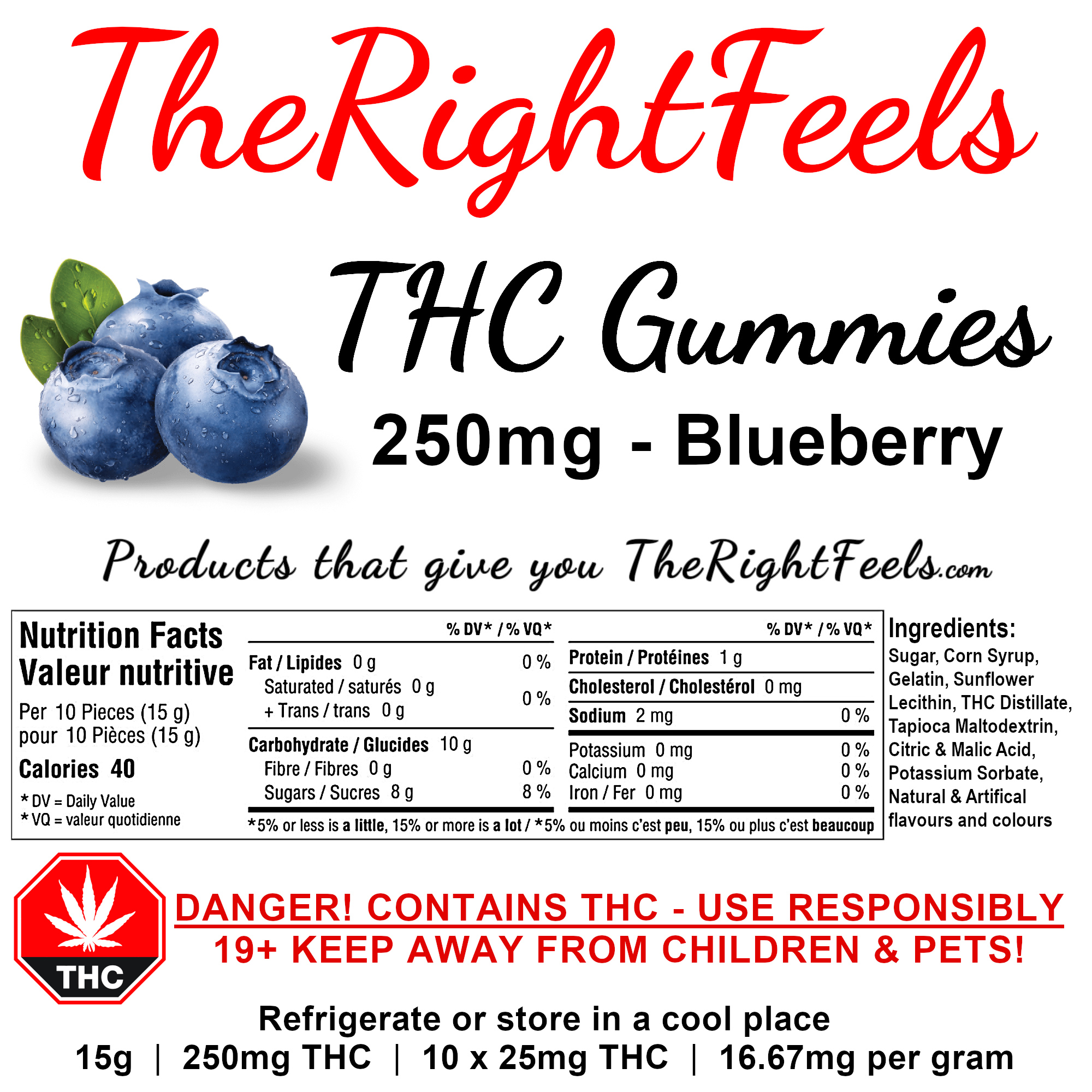 Buy THC Gummies - 10x25mg (250mg) - TheRightFeels • Fraser Bud