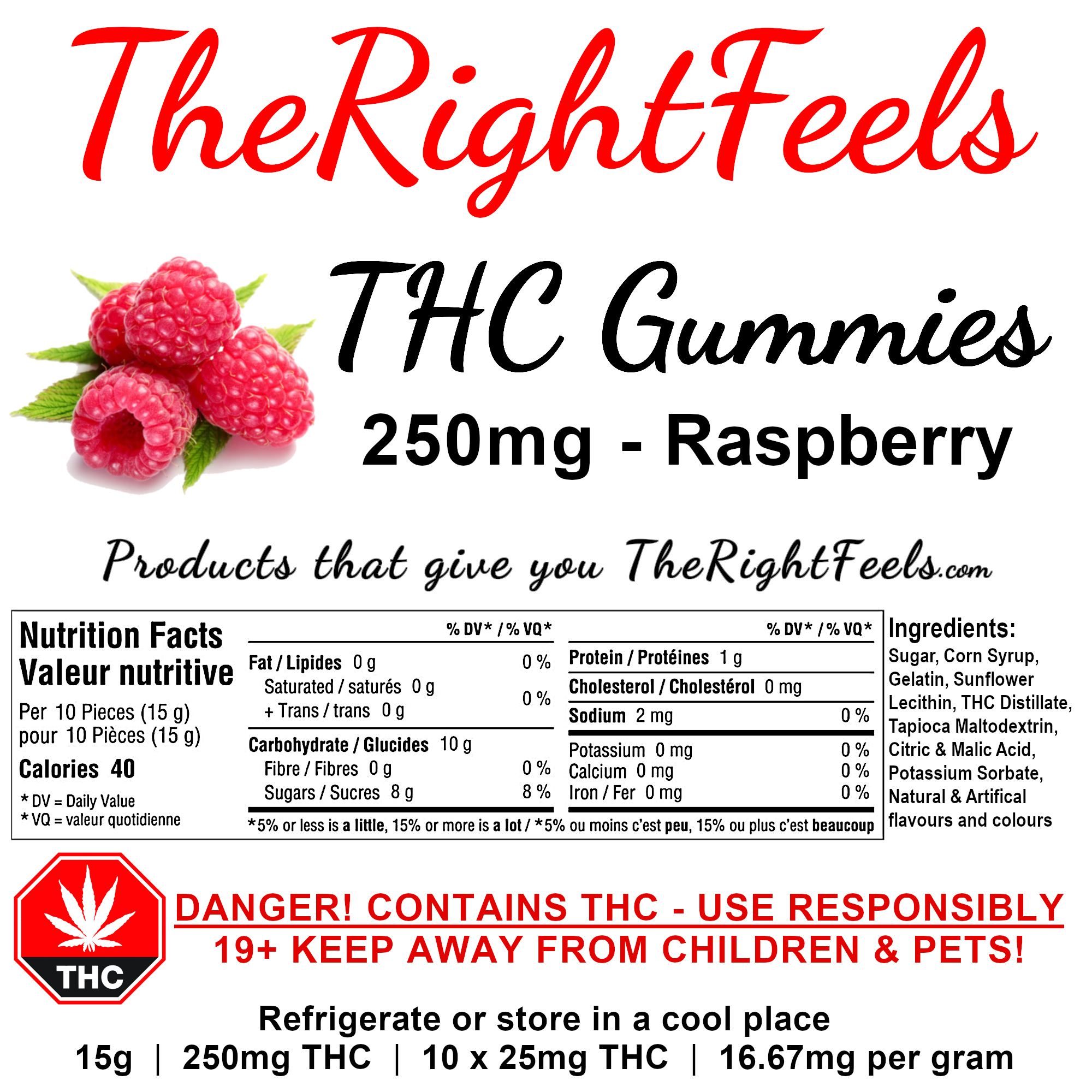 Buy THC Gummies - 10x25mg (250mg) - TheRightFeels • Fraser Bud